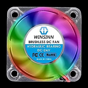 WINSINN 40mm RGB Fan 24V, Ender 3 Fan Upgrade 24 Volt Fans LED Colorful 4010 Hydraulic Bearing, Works with Ender 3 Pro 3X CR-10S (Pack of 4Pcs)