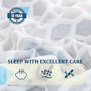 EGOHOME 10 Inch Queen Mattress, Charcoal Gel Cooling Memory Foam Mattress in a Box, Medium Fiberglass Free Mattress, CertiPUR-US Certified, Hexagonal Pattern