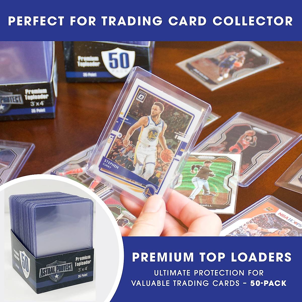 Astral Protect Top Loaders for Cards, Premium Toploader (50 Pack, 35pt, 3" x 4") Baseball Card Protectors Hard Plastic Toploader Card Protectors Hard Card Sleeves, Sports, Baseball Card Sleeves