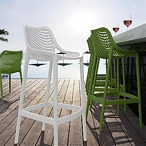 Home Square Polypropylene Patio Bar Stool in White - Set of 2