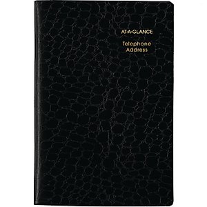 AT-A-GLANCE Telephone & Address Book, 600+ Entries, 4" x 6", Designer, Black (8040205)