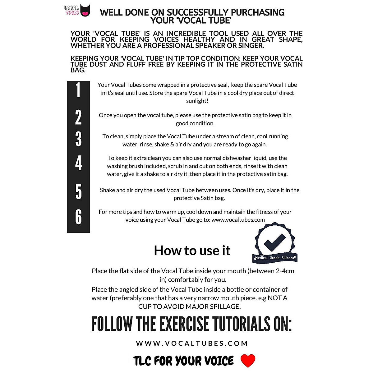 Green Vocal Tubes for Speech Therapy and Singing - Therapy Straws for Vocal Health - Set of 2 Silicone Tubes for water resistant Voice Therapy and singing training