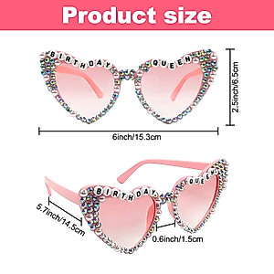 Foxtell Birthday Glasses Birthday Sash and Tiara for Women Rhinestone Crown and Sash for Girls Women Birthday Party Decoration Kit Crystal Glasses and Rose Gold Hair Accessories