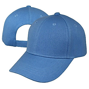 Basic Classic Acrylic Plain Hat Women Unisex Adjustable Velcro Closure Baseball Cap Men (Sky Blue)
