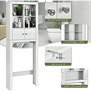 Nightcore Bathroom Storage Rack Over The Toilet, Toilet Organizer with 4 Open Space, Space Saver Cabinet, Sturdy and Durable Bathroom Shelf, White