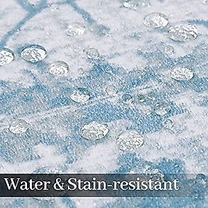 Fashionwu Washable Rug 8x10 Persian Area Rug Medallion Non-Slip Floor Mat Soft and Velvet Large Floor Cover for Bedroom Living Room 8x10 Rug Aesthetic Carpet Non-Shedding Anti-Slip Large Mat, Teal