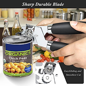 Jiaying Can Opener with Oversized Turn Knob and easy to grip with Comfortable Soft Handle,The Manual Handheld Can Opener, Sharp Cutting Wheel Built-in Bottle Opener—Black