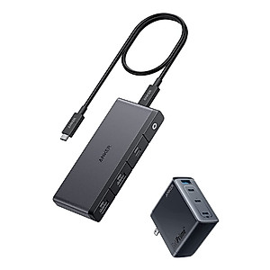 Anker USB C Hub, 556 USB-C Hub (USB4, 8-in-1) with 1.6ft USB4 Cable, 10 Gbps USB-C and USB-A Data Ports, 8K HDMI and DisplayPort & Anker USB C Charger, Anker 747 Charger GaNPrime 150W
