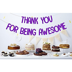 Thank You for Being Awesome Banner, Happy Retirement Decorations, We Will Miss You, Birthday Graduation Farewell Going Away Party Supplies Purple