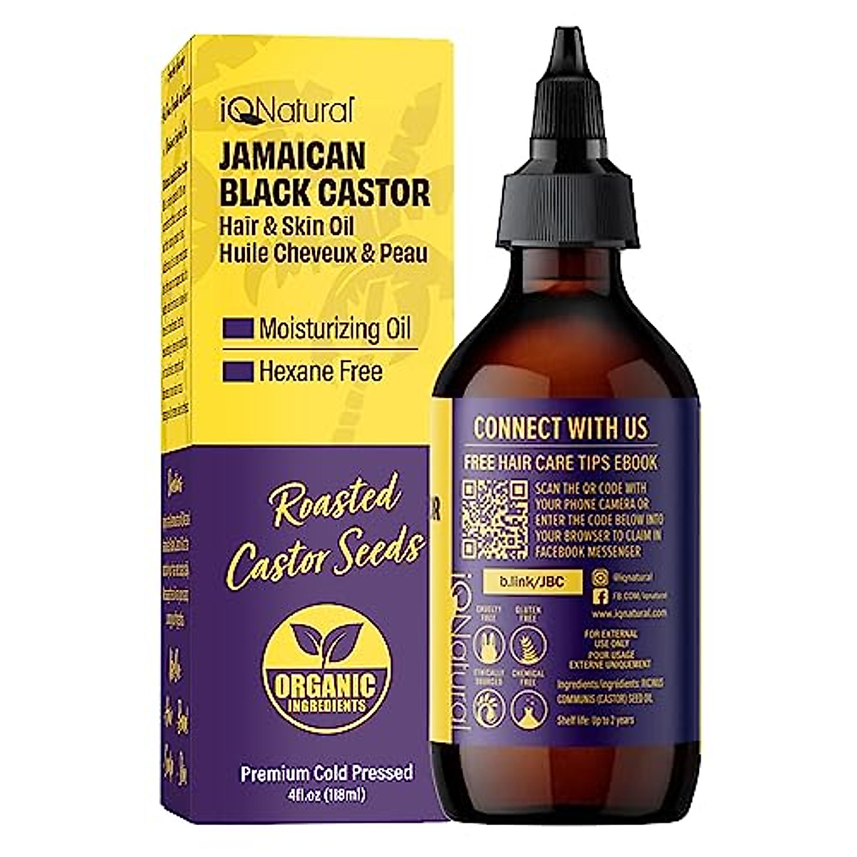 4oz Unscented Jamaican Black Castor Oil for Hair Growth, Organic Cold Pressed Castor Oil Hexane Free, Hair Growth Oil Black Women and Men, Dry Scalp Oil for Damaged Hair and Growth