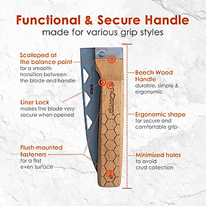 nCamp Food Prep Folding Knife - Premium Chef and Santuko Folding Knife Bundle, Premium-Quality,Compact Outdoor Cooking Knife with 9CR18MOV Steel Blade, wood handle for a comfortable secure grip