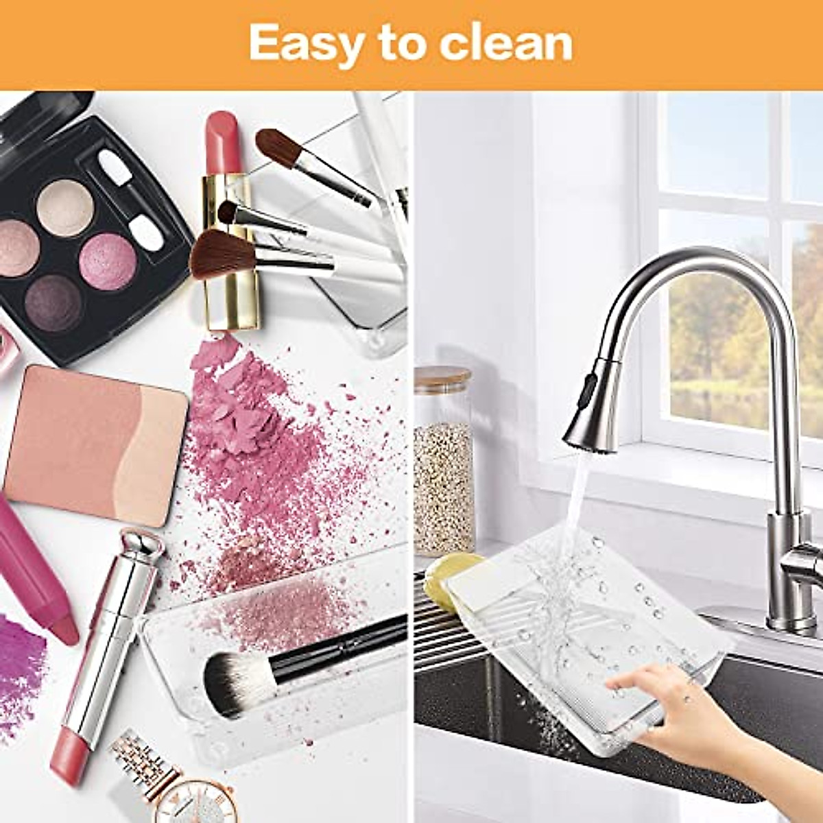 Modern-Depo 16 PCS Plastic Drawer Organizer Storage Bins Clear Drawer Dividers Trays for Makeup, Jewelry, Kitchen Untensils, Gadgets, Office, 5 Sizes