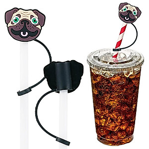 1 Piece Cute Drinking Straw Caps Cover for 6-8 mm Reusable Drinking Straw Tips Lids Dust-Proof Straw Plugs Dog Cat Shape Straw Protector
