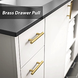 goldenwarm 25 Pack Brushed Brass Kitchen Cabinet Handles 5 inch Bar Pulls Gold Cupboard Door Pulls - LS201GD128 Modern Dresser Drawer Hardware, 128mm Hole Centers