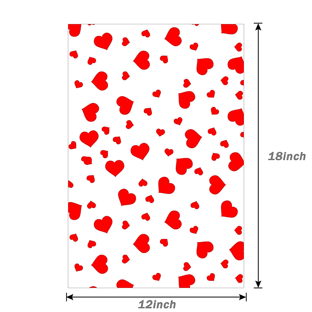 Kolewo4ever 40pcs Heart Cellophane Basket Bags Set 20pcs Heart Cellophane Wrap Clear Basket Bags With 20pcs Red Pull Bows for Valentine, Weddings, Bridal or Baby Showers (12x18inches)