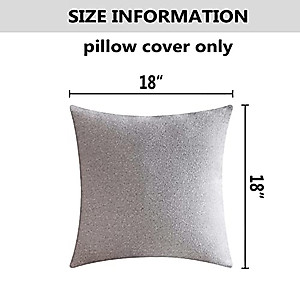 Home Brilliant Gray Pillow Covers Decorative Throw Pillows for Couch Cotton Linen Throw Pillow Cases for Sofa Nursery Living Room, 18x18 inches, Set of 2, Light Grey