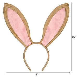 Funcredible Brown Bunny Ears - Bunny Ears Headbands - Bendable Bunny Ears - Bunny Rabbit Cosplay Costume Accessories for Kids and Adult