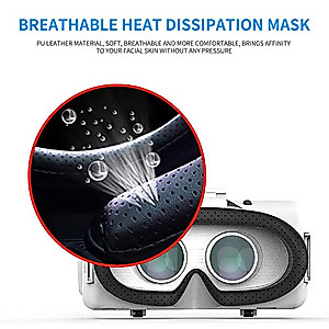 3D HD VR Glasses, 360° Panoramic View, Soft and Comfortable, Support Myopia Users Below 400 °, Suitable for The Current Smart Phone, 4.7-6.5 Inch Mobile Phone