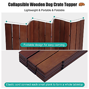 Deblue 42 inch Dog Crate Topper, Crate Topper for Wire Dog Cages, Wooden Dog Kennel Table Top for Large Dog, Foldable, Portable-(42 in Only Topper)