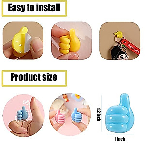 Thumb Hooks for Hanging, 15pcs Self Adhesive Thumb Cable Organizer Clips No Punching Key Hook Holder Wall Hangers, Multifunctional Nails-Free Utility Silicone Hooks Desk Wire Management Storage
