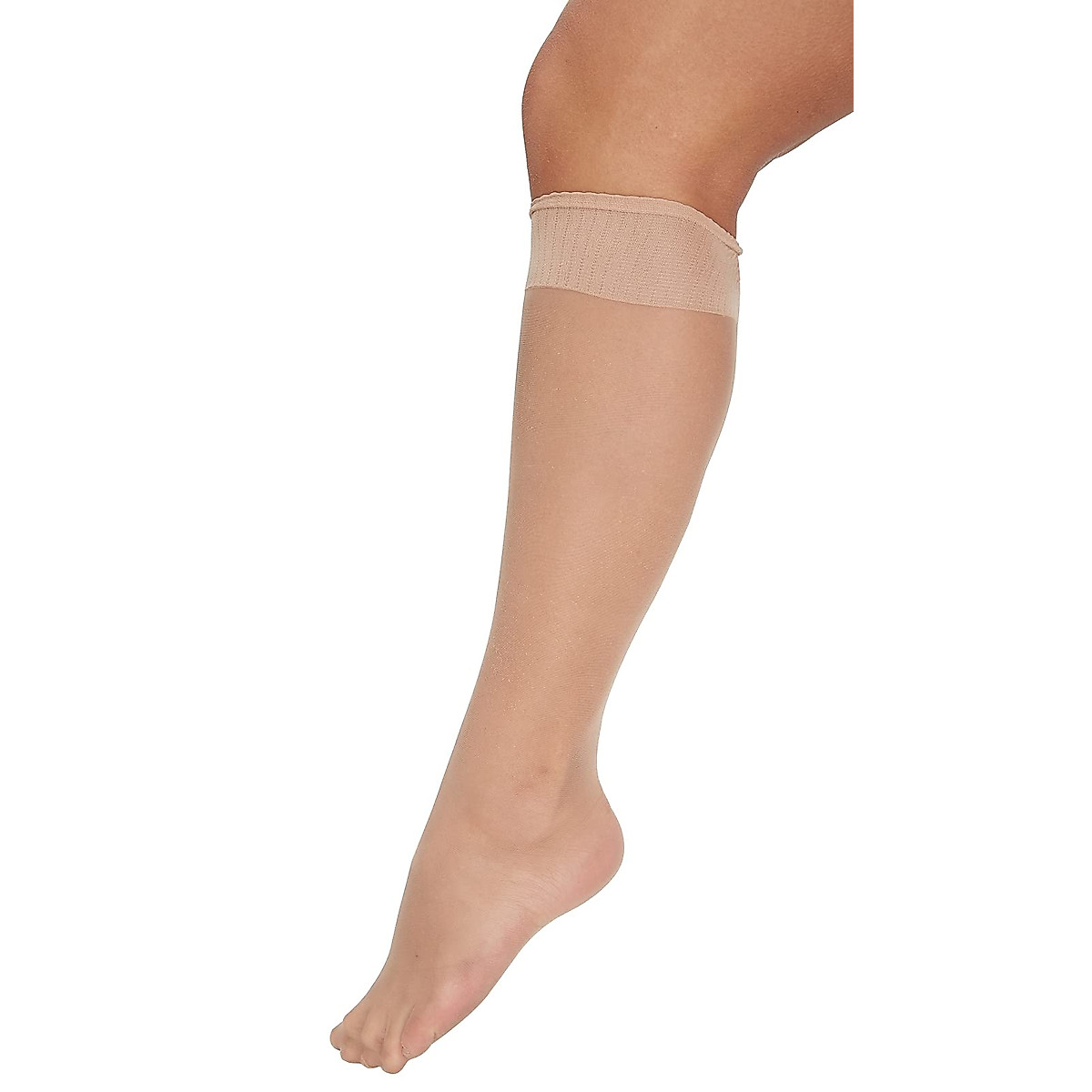 MANZI Plus Size Lady's Knee High Sheer Stockings for Women 6 Pairs Pack(Natural,XXXL-XXXXL)