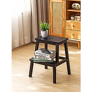 kailebao 20 inch Kitchen Step Stool Standing Tower for Kitchen Counter Solid Wood Step Office Solid Wood Step Stool for Adult Black