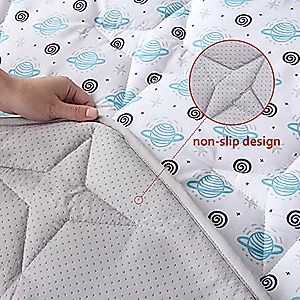 Hexagon Playpen Mattress, Baby 6 Panel Playmat Fit Hiccapop 53" PlayPod, Regalo Play Yard, Graco Traveler Playard, White, Lovely Planet Hexagon Mat