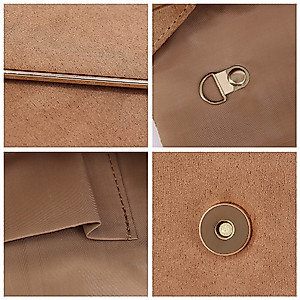 jascaela Women's Faux Suede Evening Clutch Handbags Envelope Evening Purses for Wedding Cocktail Prom Party - Camel