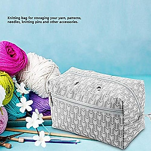 Knitting Bag Portable Crochet Yarn Tote Durable Travel Yarn Storage Bag Sewing Weaving Accessories Organizer (Rectangle)