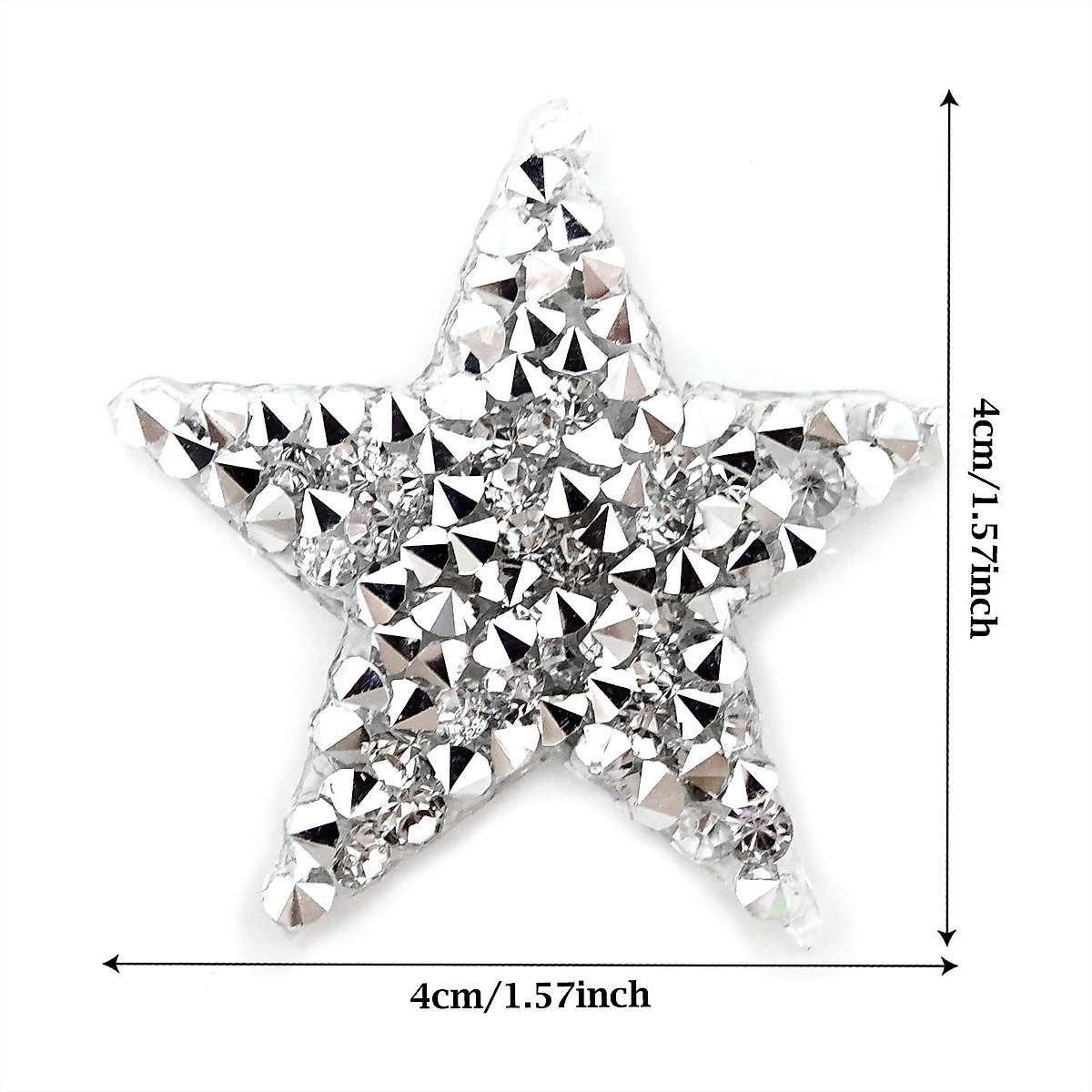 Honbay 12PCS Star Shape Rhinestone Patches Hot-Melt Adhesives Appliques Clothing Repair Decoration Patches for DIY Accessory (Silver)