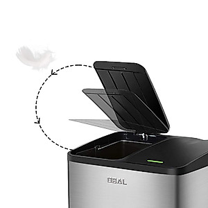 DBAL Trash Can Kitchen, 18 Liter Stainless Steel Trash Can 2 x 2.4 Gallon Soft Close Lid and Airtight Suit for Kitchen Office Home Use