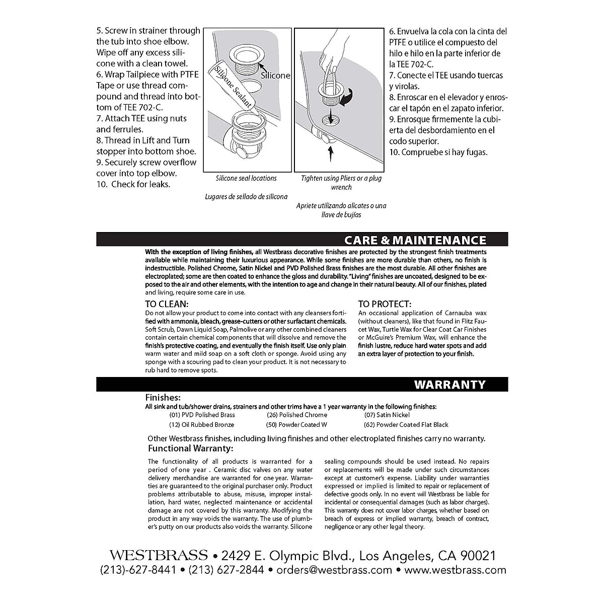 Westbrass 14" Brass Twist & Close Bath Waste & Overflow with 2-Hole Faceplate, Matte Black, D321-62