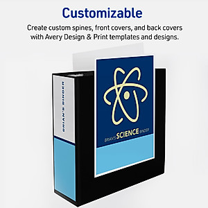 Avery Heavy-Duty View 3 Ring Binder, 4 Inch One Touch EZD Rings, 780-Sheet Capacity, 4.5 Inch Wide Spine, Customizable Clear Cover and Spine, 1 White Binder (79104)