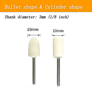 𝐋𝐮𝐨 𝐤𝐞 24 Pcs Wool Polishing Bits - Wool Felt Polishing kits with 1/8 Inch Mandrel for Dremel Rotary Tools (Polishing Point Diameter:10mm)