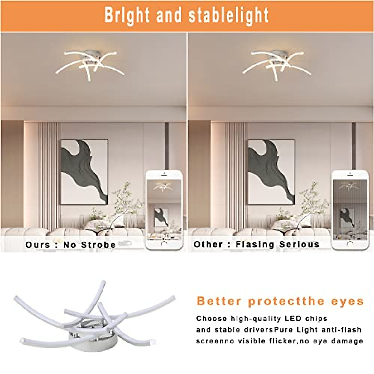 DELIPOP LED Ceiling Light Fixtures, 30W 3000K Curved Design Semi Flush Mount Ceiling Light, 2750LM Light Fixtures Ceiling Mount Modern LED Ceiling Light for Hallway Bedroom Kitchen Living Room