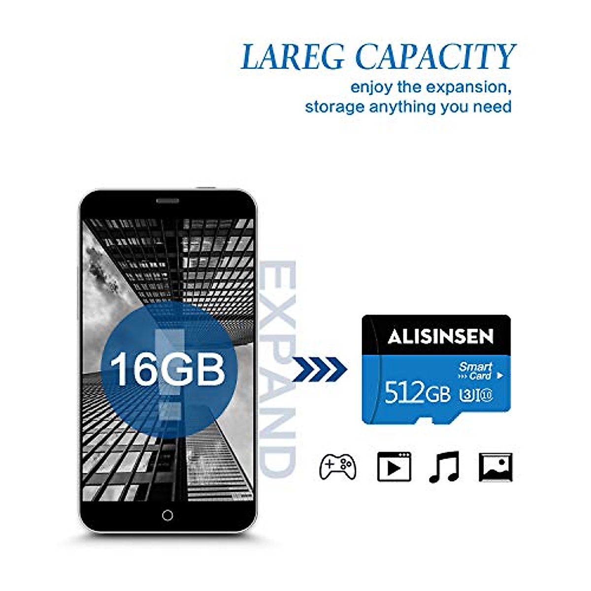 512GB Micro SD Card Tf Card Class 10 Memory Card with a Sd Adapter High Speed for Android Smartphone,Digital Camera,Tablet and Drone MicroSD