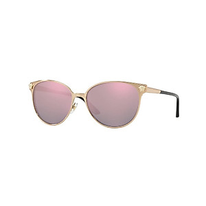 Versace VE2168 14095R 57MM Pink Gold/Dark Grey Mirror Pink Sunglasses for Women + BUNDLE With Designer iWear Eyewear Kit