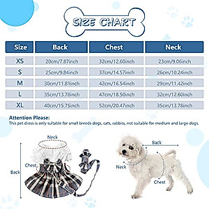 Gyuzh Dog Dress with Dog Leash,Dog Dresses for Small Dogs Puppy Cat Dress Summer Dog Bowknot Skirts Cowboy Plaid Lace Dog Dress Clothes for Small Dogs Girl