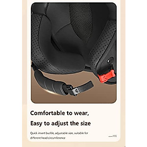 Adults Electric Open Face Bear Ears Motorcycle Helmet, Men Women Motorbike 3/4 Helmet DOT Approved, Retro Vespa Helmet Half Helmet with Visor, for Scooter Cruiser Moped Chopper