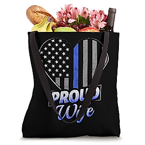 Thin Blue Line Flag Proud Wife Shirt Proud Police Wife Tote Bag