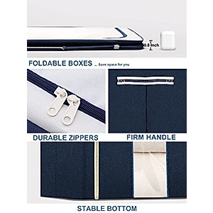 Clothes Storage Bins Boxes - 2 Pack 100L Foldable Stackable Container Organizer Set With Metal Frame, Label Holder, Clear Window, 26.4Gal Large Capacity Oxford Fabric For Closet Blanket