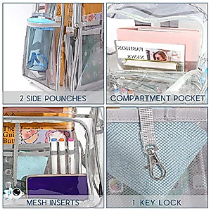 Clear Backpack Heavy Duty, Mofasvigi PVC Large See Through Backpack Back To School Bag, Waterproof Transparent Bookbags for School, Work, College (Grey)