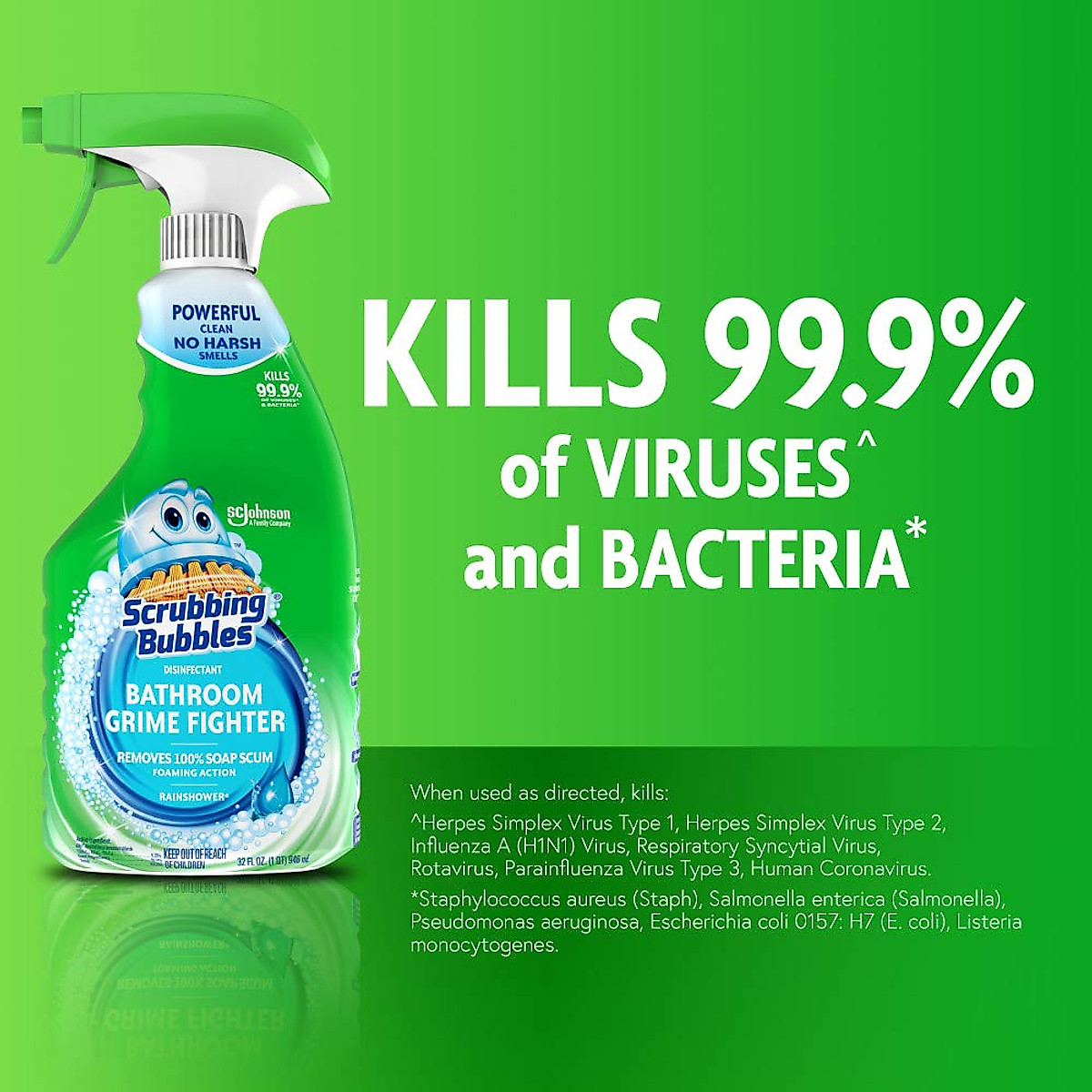 Scrubbing Bubbles Disinfectant Bathroom Grime Fighter Spray, Rainshower, 32 fl oz