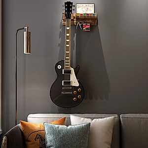 WELLAND Guitar Wall Hanger Guitar Holder Wall Mount, Guitar Accessories Rack with Pick Holder & 3 Hooks