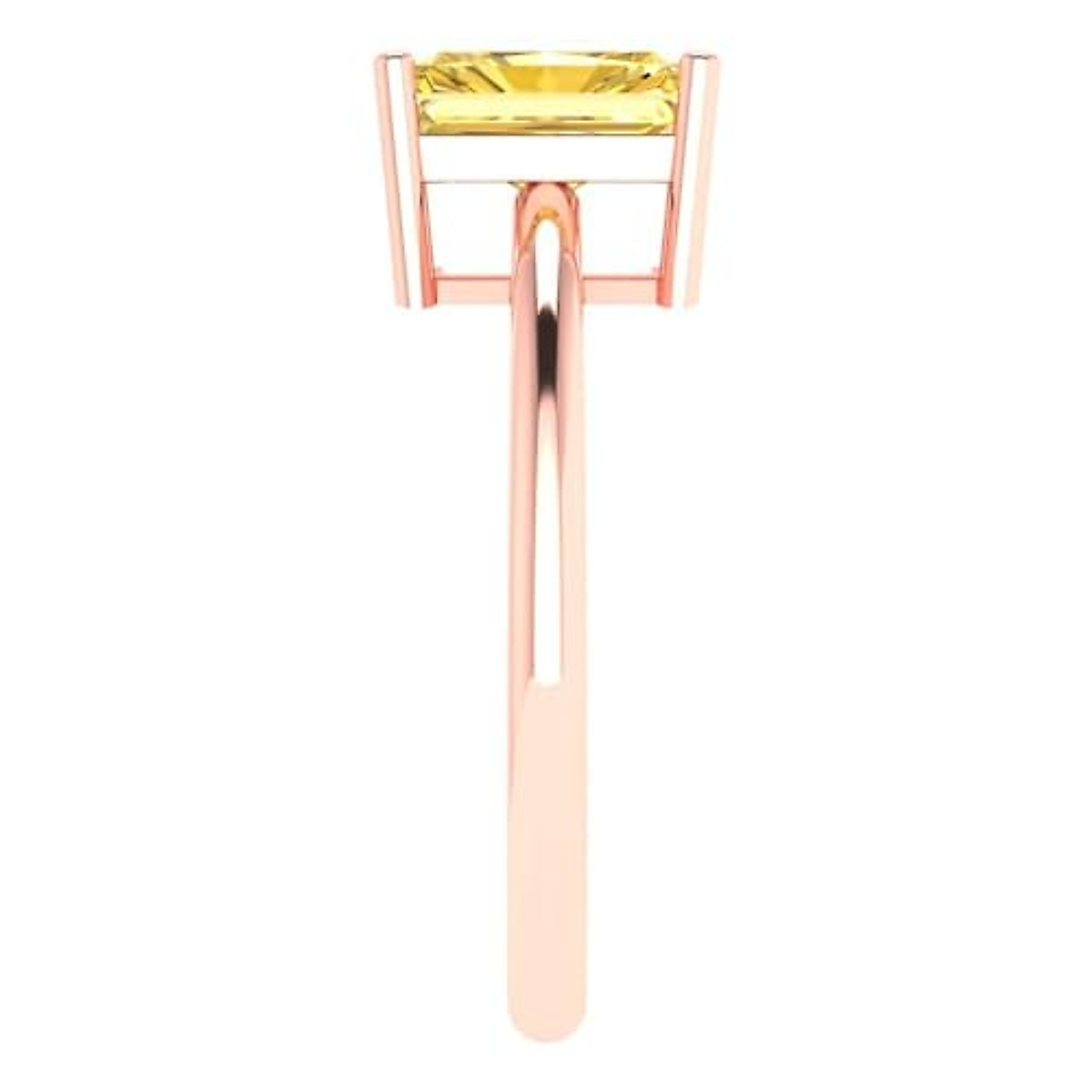 Clara Pucci 1.75ct Radiant Cut Custom Engraving Natural Citrine Engagement Wedding Solitaire W/Accent Ring 18K Rose Gold Size 3.5