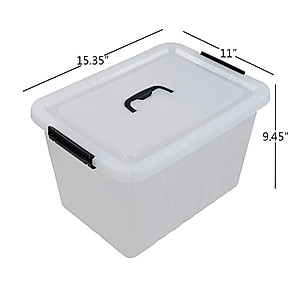 Easymanie 25 Quart Clear Latching Tote, Plastic Storage Bin with Black Handle, Pack of 4