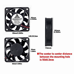 GDSTIME 60mm x 60mm x 15mm 5V 2PIN DC Brushless Cooling Fan