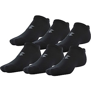 Under Armour Adult Essential Lite No Show Socks, 6-Pairs, Black, Large