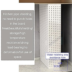 Metal Kitchen Pegboard Organizer Kit With Accessories, Water Heater Pipeline Blocking Plate, Home Office Garage Wall Mount Display Panel, L-type Gas Pipe Shielding Cover(Grey,(W x D x H) 25x15x80CM)