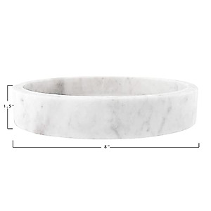 Creative Co-Op Minimalist Round Carved Marble Tray or Charcuterie Board, White